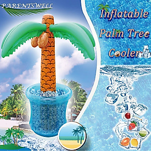 PARENTSWELL 63'' Inflatable Palm Tree Cooler, Tropical Luau Party Decorations, Inflatable Drink Cooler for Parties Jungle Hawaiian Birthday Party Decorations Palm Tree Decor