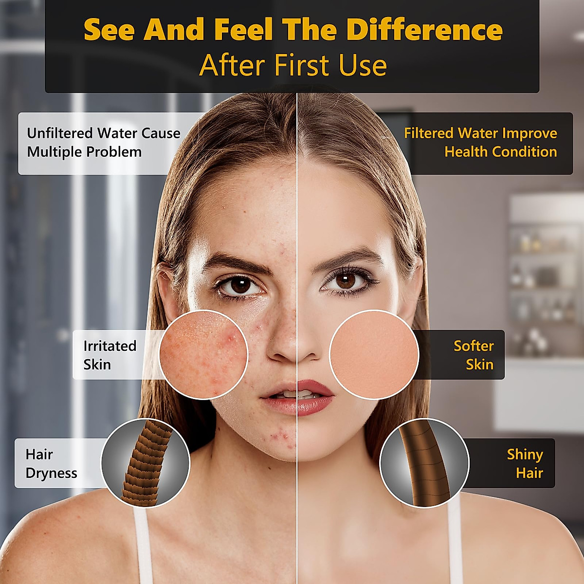 DAKINGS Filtered Shower Head, High Pressure 16-Stage Shower Head Filter for Hard Water Luxury 7 Settings Adjustable Water Softener Shower Head Remove Chlorine and Harmful Substances