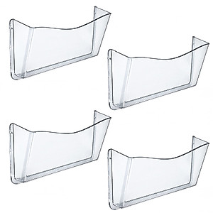 Azar Displays 250025 Clear Single Pocket Wall File with wallmount, 4 Count (Pack of 1)