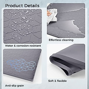 Waterproof Under Sink Mat for 36"Cabinet, Flexible Silicone Cabinet Protection Mat, Under Sink Tray, Drips Leaks Spills Protector, 35x22"Cabinet Liner for Kitchen, Bathroom