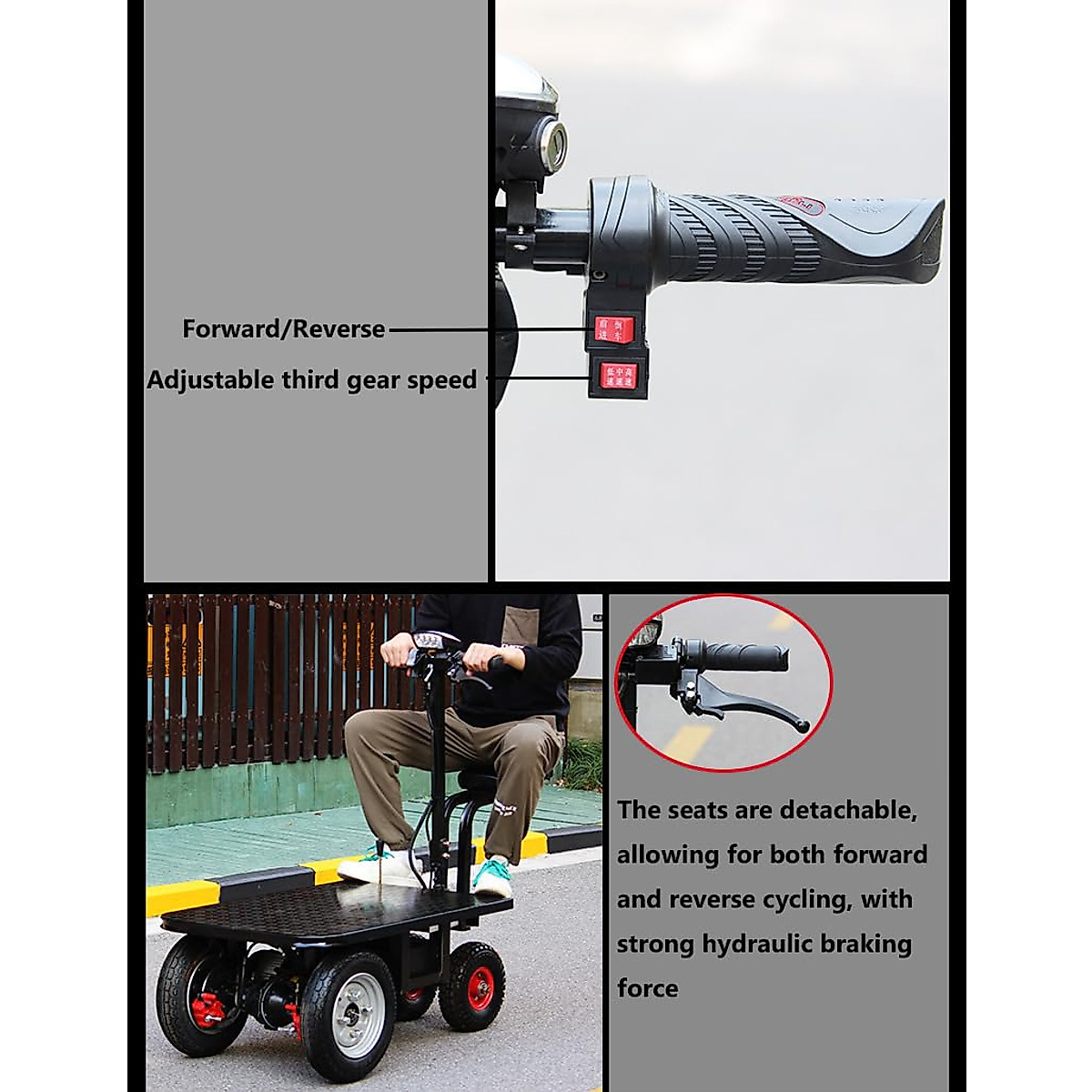 SwAcch Commercial Electric Products Platform Truck Motorized, Heavy Duty Table Cart Dolly, Pallet Truck Dolly, Large Capacity Foldable Rideable Electric Tow Tractor with Platform,1300lb