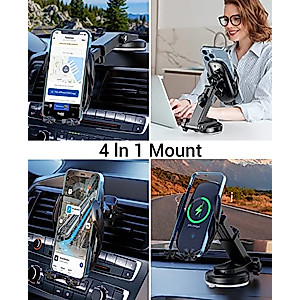 MEMOFO Wireless Car Charger Mount, 15W Fast Car Phone Holder Mount Wireless Charging Auto-Clamping, for iPhone 14 13 12 11 Pro Max Xs, Samsung Galaxy S21 S20, S10+ S9+ Note 9, etc