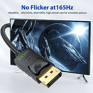 UVOOI DisplayPort to DisplayPort Cable 3-Pack, 6 Feet, 4K Display Port DP to DP Cord 6FT [4K@60Hz, 2K@165Hz, 2K@144Hz] Compatible with All Display Port Devices