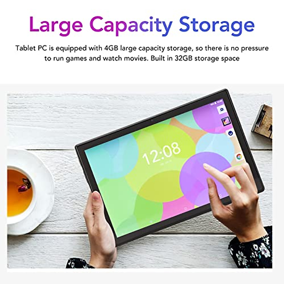 Tablet 10.1 Inch 1280x800 IPS 5MP Front 13MP Rear 2.4G 5G Dual Band Telephony Tablet Blue 100240V with OTG Cable for 8.1 (US Plug)