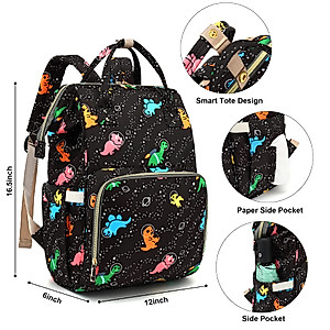 Xunteny Dinosaur Baby Diaper Bag Backpack for Girls Boys, Waterproof Large Maternity Nappy Bags for Mom