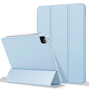 ZryXal New iPad Pro 12.9 Case 2022/2021 (6th/5th Generation) with Pencil Holder, Premium Protective Case Cover with Soft TPU Back and Auto Sleep/Wake Feature for 2022 iPad Pro 12.9 (Sky Blue)
