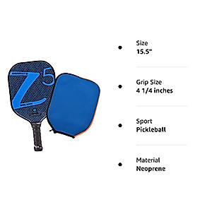 Onix Z5 Graphite Pickleball Paddle (Blue) with Cushion Grip and Blue Paddle Cover