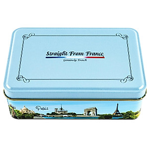 Straight from France Premium Candied Almonds (French Jordan Almonds) in Paris Themed Tin, Great Candy Gift Tin Ideal as a Party Favor and for the Holidays, 90 count (White)