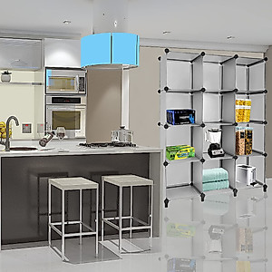 Gold Armour Cube Storage 12-Cube Bookshelf Closet Organizer Storage Shelves Cubes Organizer Plastic Square Book Shelf Bookcase DIY Closet Cabinet Organizer Shelving for Home Office Bedroom (Grey)