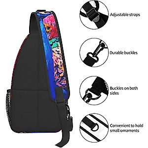 Sling Bag Oil Painting Colorful Peacock Hiking Daypack Crossbody Shoulder Backpack Travel Chest Pack for Men Women