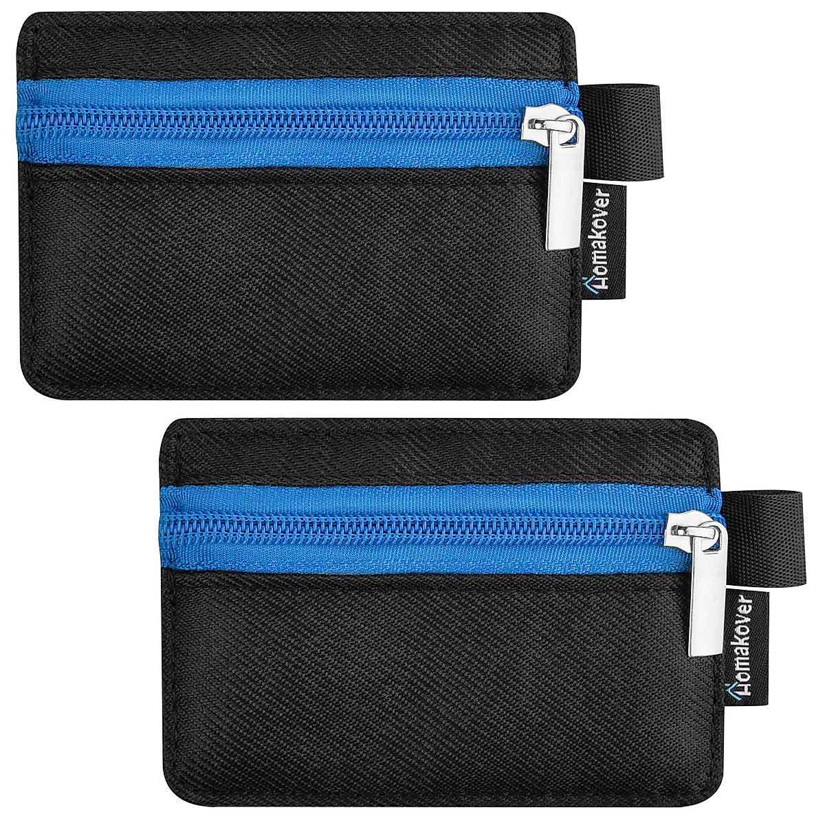 BLUECELL BCP 2pcs Black Color Splash Proof Nylon Security Utility Zipper Coin Safe Pouch ID Card VISA Card Business Card Bag Sleeve 4-1/2 x 3 Inches