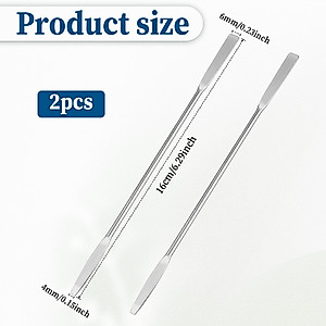2PCS Stainless Steel Lab Laboratory Mini Double-Ended Spatula Micro Square/Round End Spatula, 6.2"