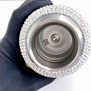 CLOTHIUM Diamond Water Bottle230ml,Leak-proof Rhinestone Studded Insulated Tumbler,Heat Resistant Crystal Water Glass with Lanyard for Birthday Christmas (Silver,one size)