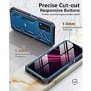 SOiOS for T-Mobile REVVL V Plus 5G Case: Built-in Screen Protector Kickstand Full Body Dual-Layer Protective Shockproof Heavy-Duty Military Grade Tough Rugged Phone Cover - Duck Blue