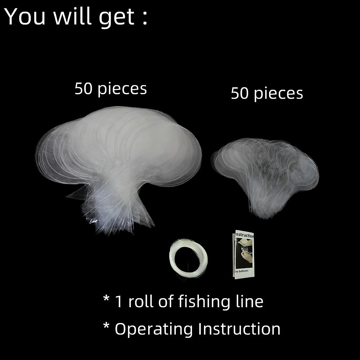 Clear Balloons, 100pcs Multi Sizes Small BoBo Balloons Crystal Tranparent Mini Fake Bubbles Balloons with Fishing Line for Balloon Arch