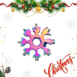 Ifaeveus 18-in-1 Snowflake Multitool - Snow Flake Multi-Tool, Stainless Steel Mini Wrench, Snowflakes Handy Tool for Outdoor Camping with Keyring, Great Christmas Gift for Men, Dad