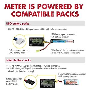 Tenergy 5-in-1 Battery Meter, Intelligent Cell Meter Digital Battery Checker/Balancer for LiPo / LiFePO4 / Li-ion/NiCd/NiMH Battery Packs
