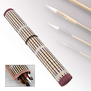 Breathable and Light Weight, Bamboo Calligraphy Paintbrush Holder, Art Brush Roll-Up Bag, Art Supplies