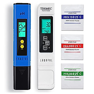 Water pH Meter and TDS Meter, LAWNFUL pH and 3 in 1 TDS&EC Water Tester Combo, Turbidity Meter, ±0.01 pH Accuracy ±2% F.S Accuracy TDS/EC/Temperature Meter, Pen Type and Handheld, PPM Meters