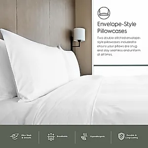 Tafts Duvet Cover Set, King Size - 100% Viscose Duvet Set - 400TC Duvet & 2 Pillow Shams - 3 Pieces - Silk Feel, Cooling, Anti-Static (Cool White)