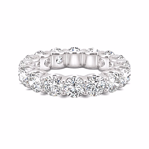 Charles & Colvard Created Moissanite 4.5mm Round Cut Eternity Band for Women | 5.28 cttw DEW | Lab Grown | Solid 14K White Gold with Rhodium | Size 8