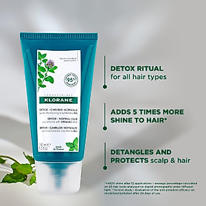 Klorane - Protective Conditioner with Aquatic Mint for Dull, Pollution Exposed Hair - Detoxifies, Protects, and Invigorates Hair - Visibly Increases Shine - Silicone Free - 5 fl. oz.