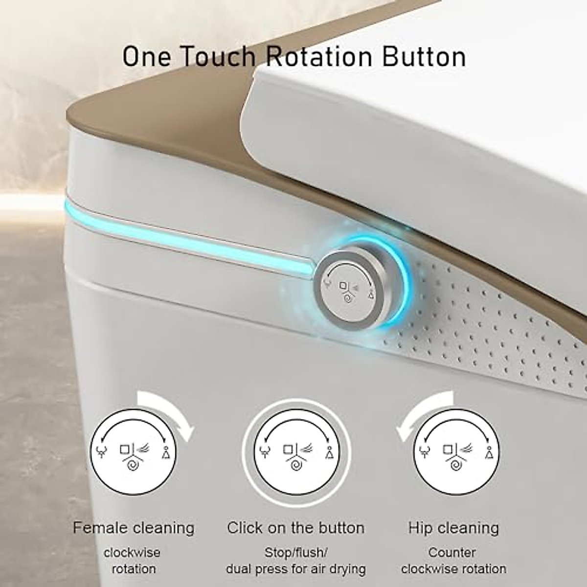 One Piece Elongated Smart Toilet Bidet with Auto Open & Close, Auto Flush, Foot Sensor Flush, LED Temperature Display, Heated Seat and Integrated Multi Function Remote Control