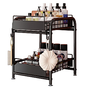 Under Sink Organizers and Storage Pull Out Cabinet Organizer Metal Under Cabinet Organizers Multi-Use for Under Kitchen Bathroom Bedroom Folding Sink Slide Out Shelf