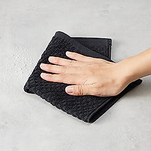 Amazon Basics 100% Cotton Terry Kitchen Dish Cloths, Popcorn Texture, 8 Pack, Black, 12"L x 12"W