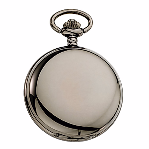 Gotham Men's Gunmetal Railroad Polished Finish Covered Quartz Pocket Watch # GWC15044BBK