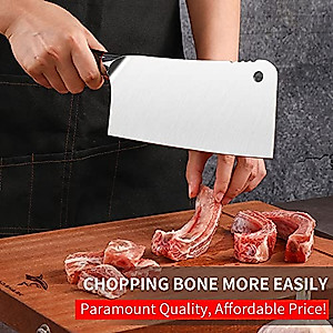 MAD SHARK Meat Cleaver, Professional 7.5 Inch Bone Chopping Butcher Knife with Heavy Duty Blade, German Military Grade Composite Steel, Chinese Chef's Bone Cutting Knife for Home Kitchen & Restaurant