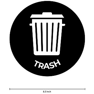 Recycle And Trash Decal/Sticker Signs (8.5 inches) - Waterproof-2pk; Removable, Durable, Air-Release, Weather-Resistant, Long Lasting Vinyl Labels For Recycling And Trash Bins, Indoor And Outdoor Use.