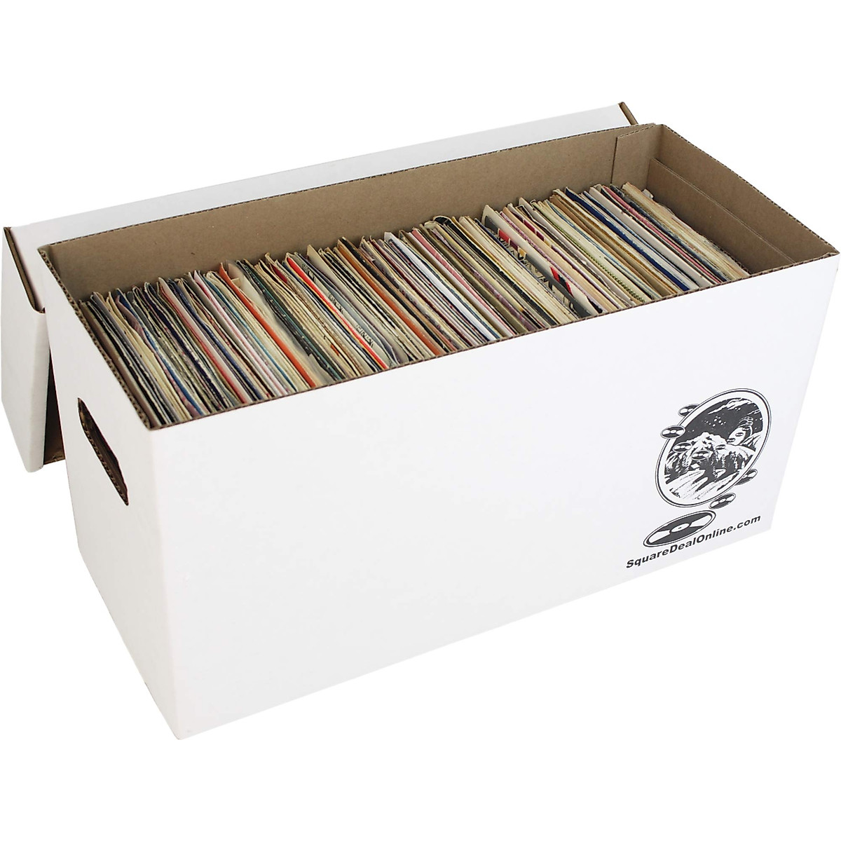 Square Deal Recordings & Supplies Set of 5-7 inch 45rpm Vinyl Record Storage Box - Sturdy Cardboard with Removable Lid - Holds up to 200 7 inch Records