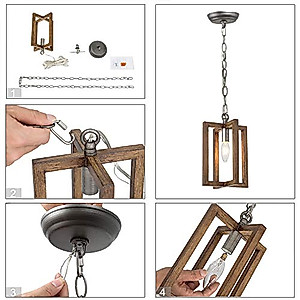 LOG BARN Farmhouse Pendant Lighting for Kitchen Island, Wood Rustic Pendant Light for Dining Room, Foyer, 6.5" W