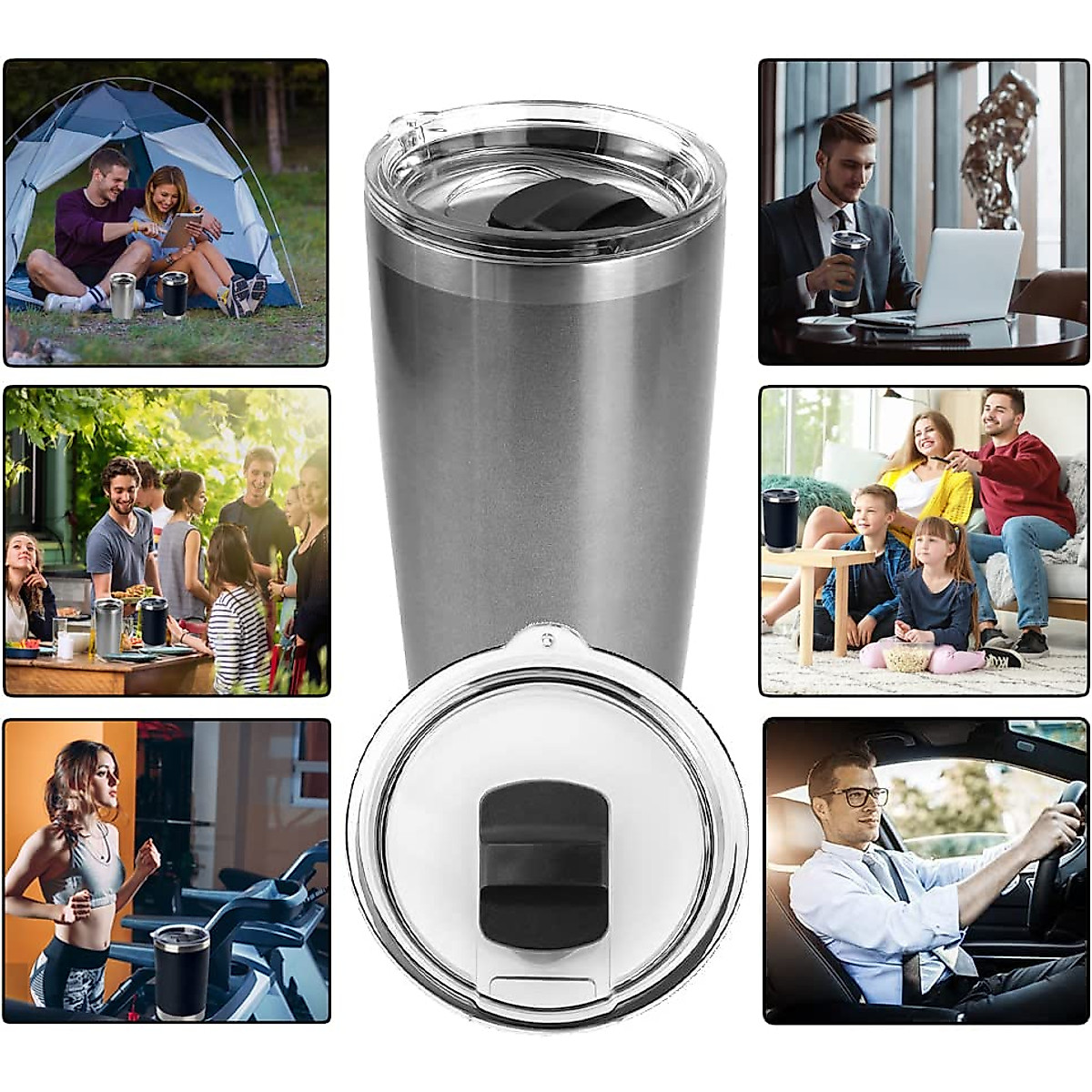 20oz Magnetic Tumbler Lid, BAKDIK 2 Pack Tumbler Replacement Lids for YETI Rambler, Ozark Trail, Old Style Rti, Replacement Magnetic Slider, Magnetic Spill Proof Tumbler Cover