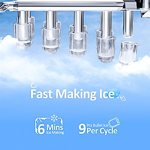 Countertop Ice Maker Antarctic Star Retro Ice Machine, 26Lbs/24H, 9Pcs/6Mins, Self-Cleaning, S/L Bullet Ice, Ice Scoop and Basket, Kitchen/Office/Bar, Black
