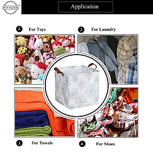 HIYAGON Square Storage Bins,Storage Baskets,Canvas Fabric Storage Boxes,Foldable Nursery Basket for Clothes,Books,Shelves Baskets,Gift Baskets,Home Organization,Room Decor(Dandelions)