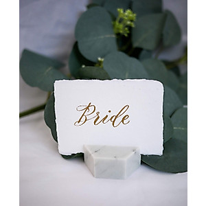 HelloPosh Marble hexagon place card holders | Escort card holders | Party favors | Photo display | Business card holder (12 Pack)