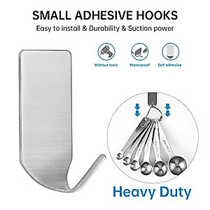 KAERSI Small Adhesive Stainless Steel Hooks for Hanging Hats, Caps and Keys - 20 Pack, Holds up to 2 lbs Perfect for Wall-Mounted Baseball Caps and Measuring Cup Storage