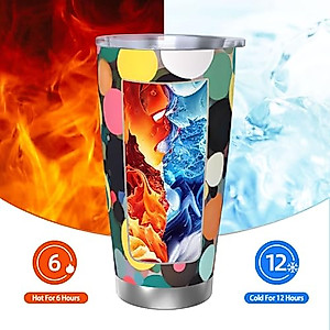 WXZYFP Car cup (single silver rim), can use a straw or drink directly, easy to use.Abstract painting of circles