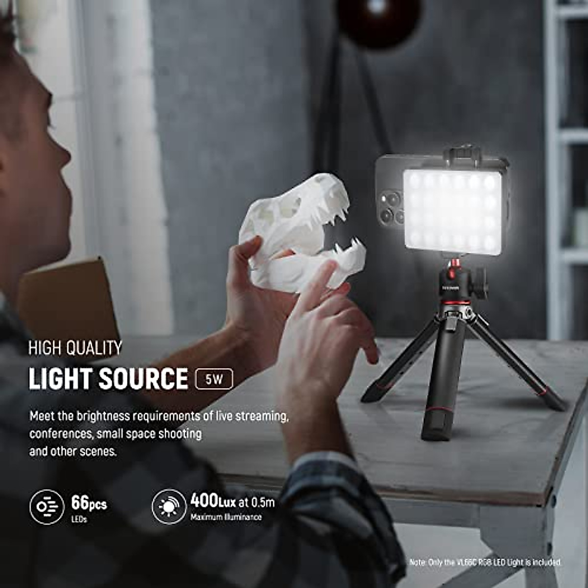 NEEWER RGB LED Light for Phone with Phone Holder & Light Clip, Dimmable CRI 97+ 3 Modes Phone Light, Built in 2000mAh Battery for Tablet/Laptop/Video Conference/TikTok/Selfie/Vlog/Live Stream, VL66C