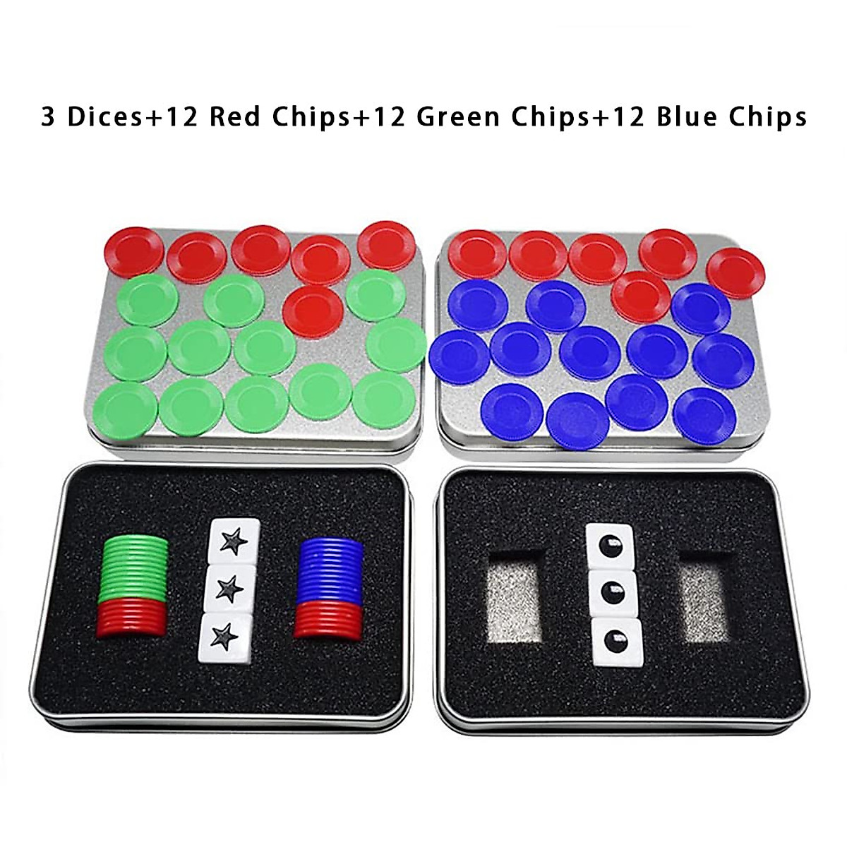 zeyce Left Right Center Dice Game Set with 3 Dices + 36 Chips
