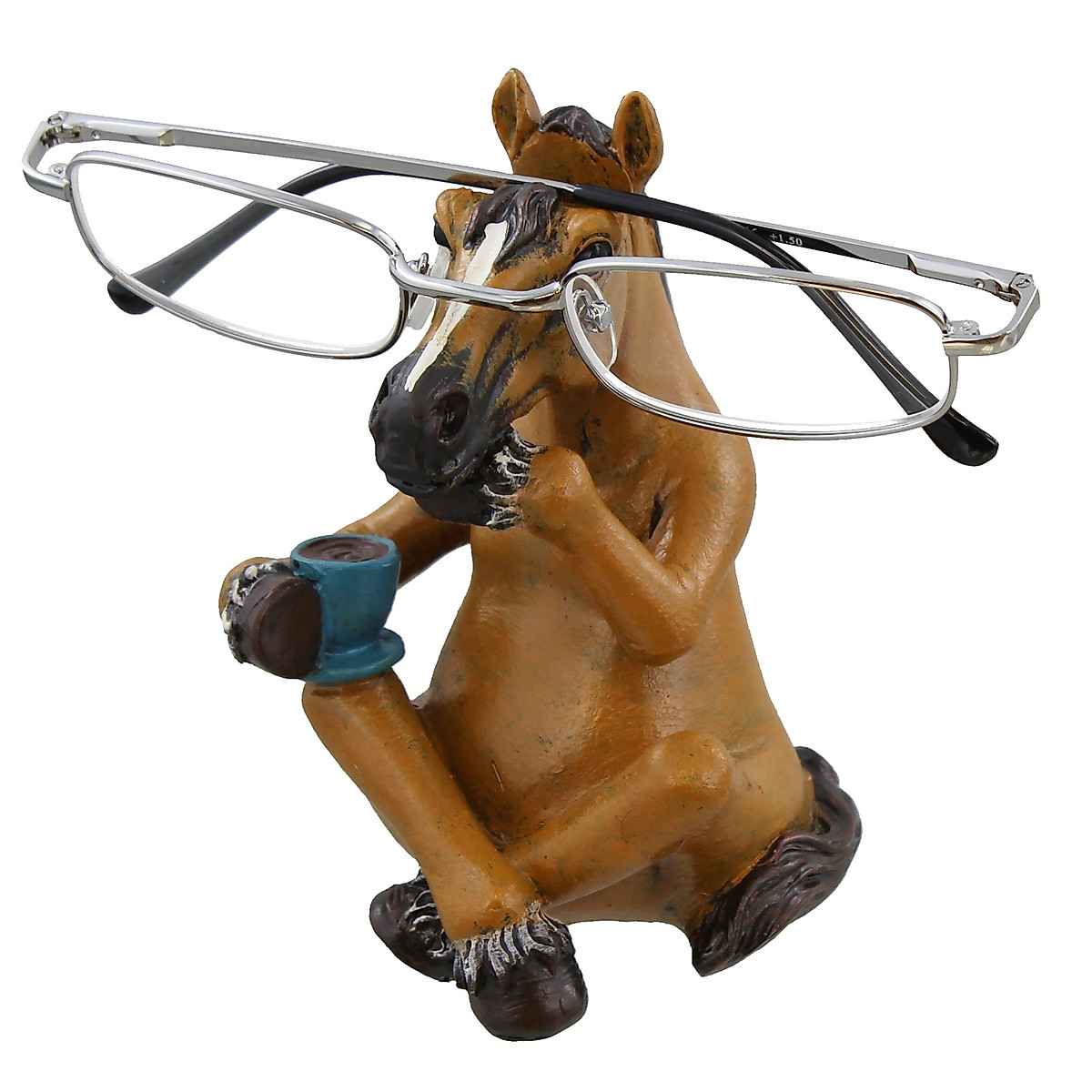 Whimsical Sitting Horse Eyeglasses Holder Stand - Fun Glasses Keeper