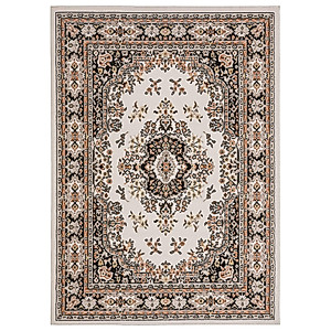 Home Dynamix Premium Sakarya Traditional Medallion Border Area Rug, Ivory/Brown, 7'9"x10'8" Rectangle