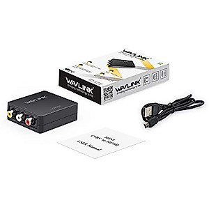 WAVLINK RCA to HDMI Converter, 1080p 3RCA to HDMI CVBS AV Composite Video Audio Adapter with USB Charge Cable Support 1080P for PC Laptop Mini Xbox PS4 PS3 TV STB VHS VCR Camera DVD