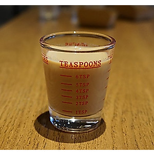 Shot Glasses Measuring cup Espresso Shot Glass Liquid Heavy Glass Wine Glass 2 Pack 26-Incremental Measurement 1oz, 6 Tsp, 2 Tbs, 30ml (Black and Red)