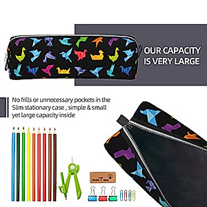 allgobee Pu Leather Pencil Bag Pen Case Origami-Bird-Art-Japan-Craft Students Stationery Pouch Pencil Holder Desk Organizer