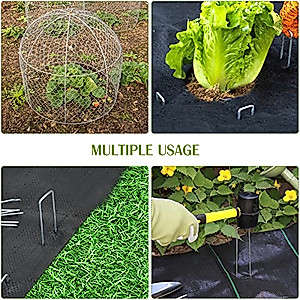 Whonline 100pcs Landscape Staples 6 Inch 11 Gauge Heavy Duty Galvanized Garden Stakes, Drip Irrigation Stakes for Securing Irrigation Tubing Fabric Weed Barrier Ground Sheets