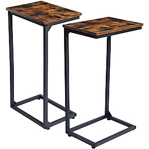 AMHANCIBLE C Tables End Table, TV Trays Set of 2, Couch Table for Small Space, Bedside Tables for Living Room, Bedroom, Office, Metal Frame HET02BBR