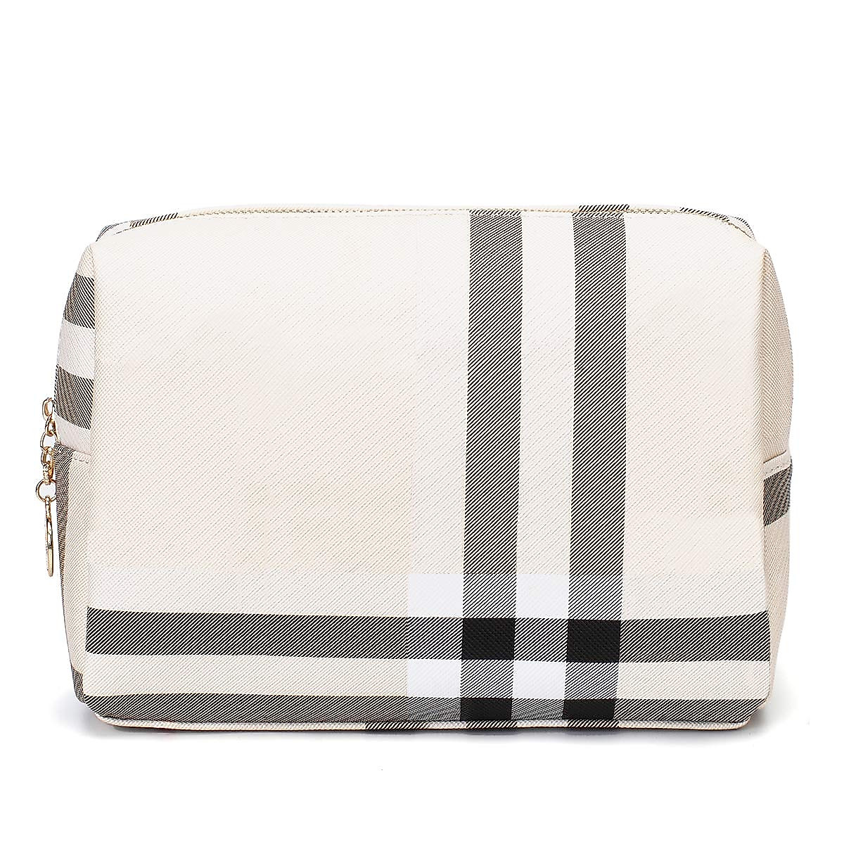 Jessyline Large Makeup Bag for Purse Luxury Women Cosmetic Bags Designer Make Up Pouch for Toiletry Travel Organizer (Beige)